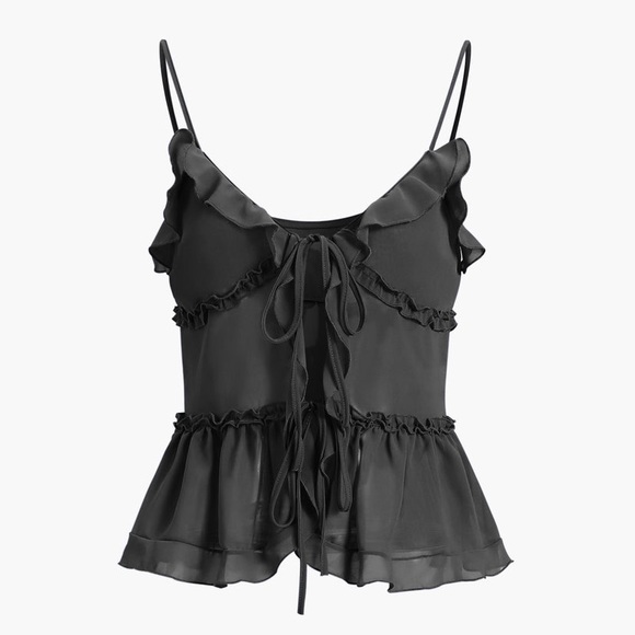 Commense | Tops | Nwt Commense Aegean Sea Tied Fly Away Top In Black ...